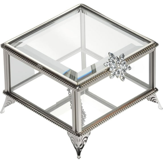 Bybiment Jewelry Box Keepsake Storage Trinket Display Box Decor Beveled ...