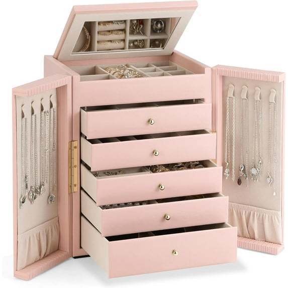 Bybiment Jewelry Box for Girls, 6-Tier Large Jewelry Organizer Box ...