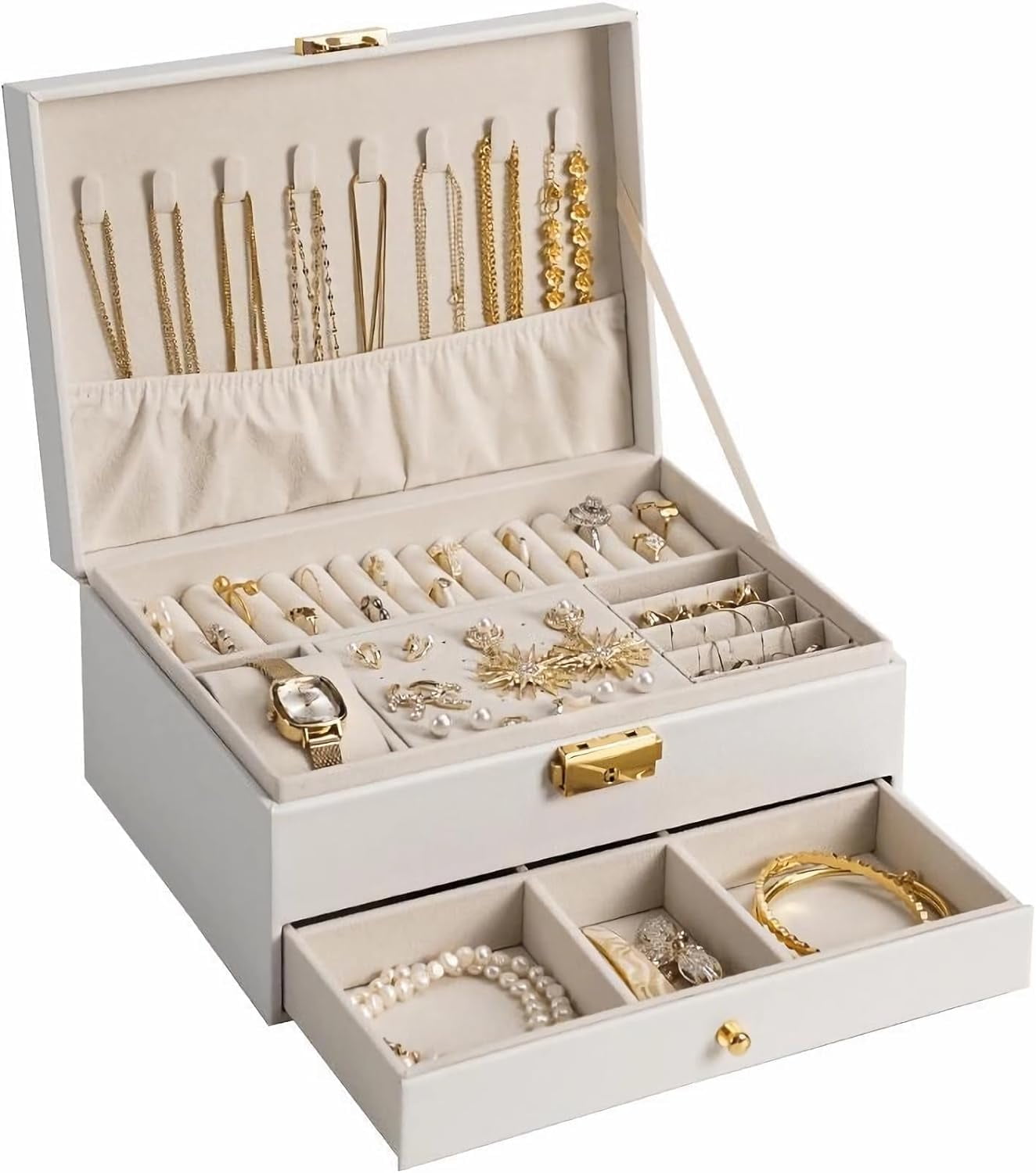 Bybiment Jewelry Box for Large PU Jewelry Organizer Storage Case with ...