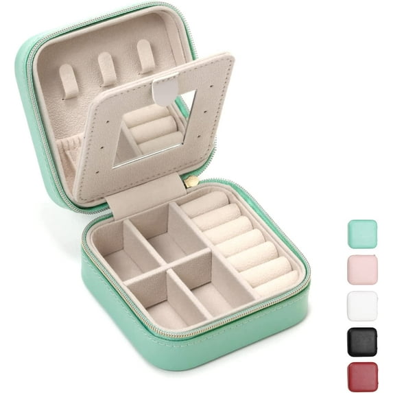 Bybiment Jewelry Case with Mirror, Small Travel Jewelry Organizer ...