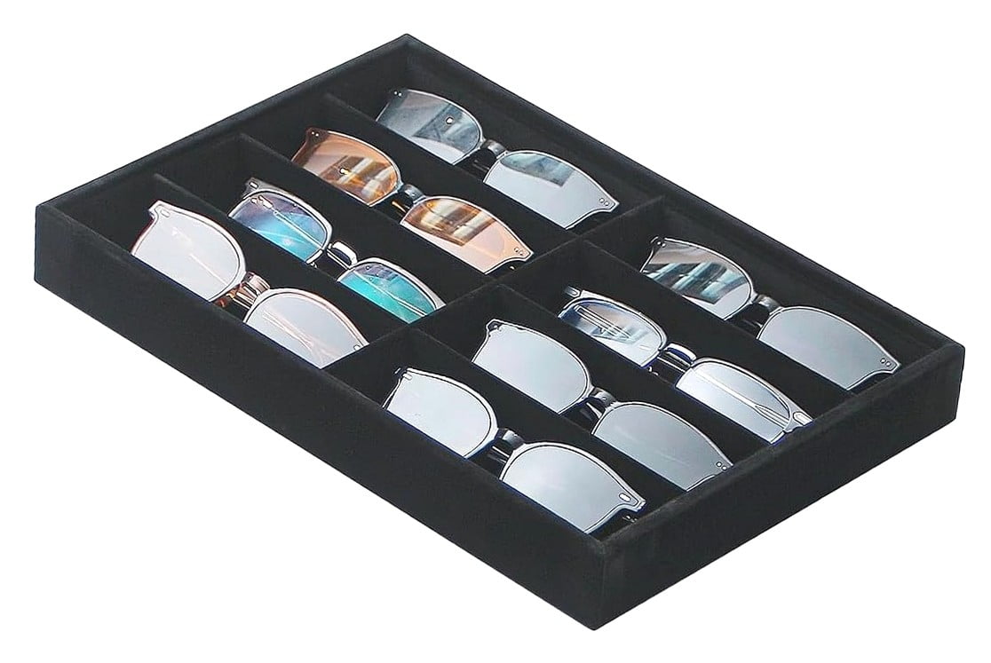 Bybiment Jewelry Sunglasses Organizer Tray, Velvet Eyeglasses Display ...