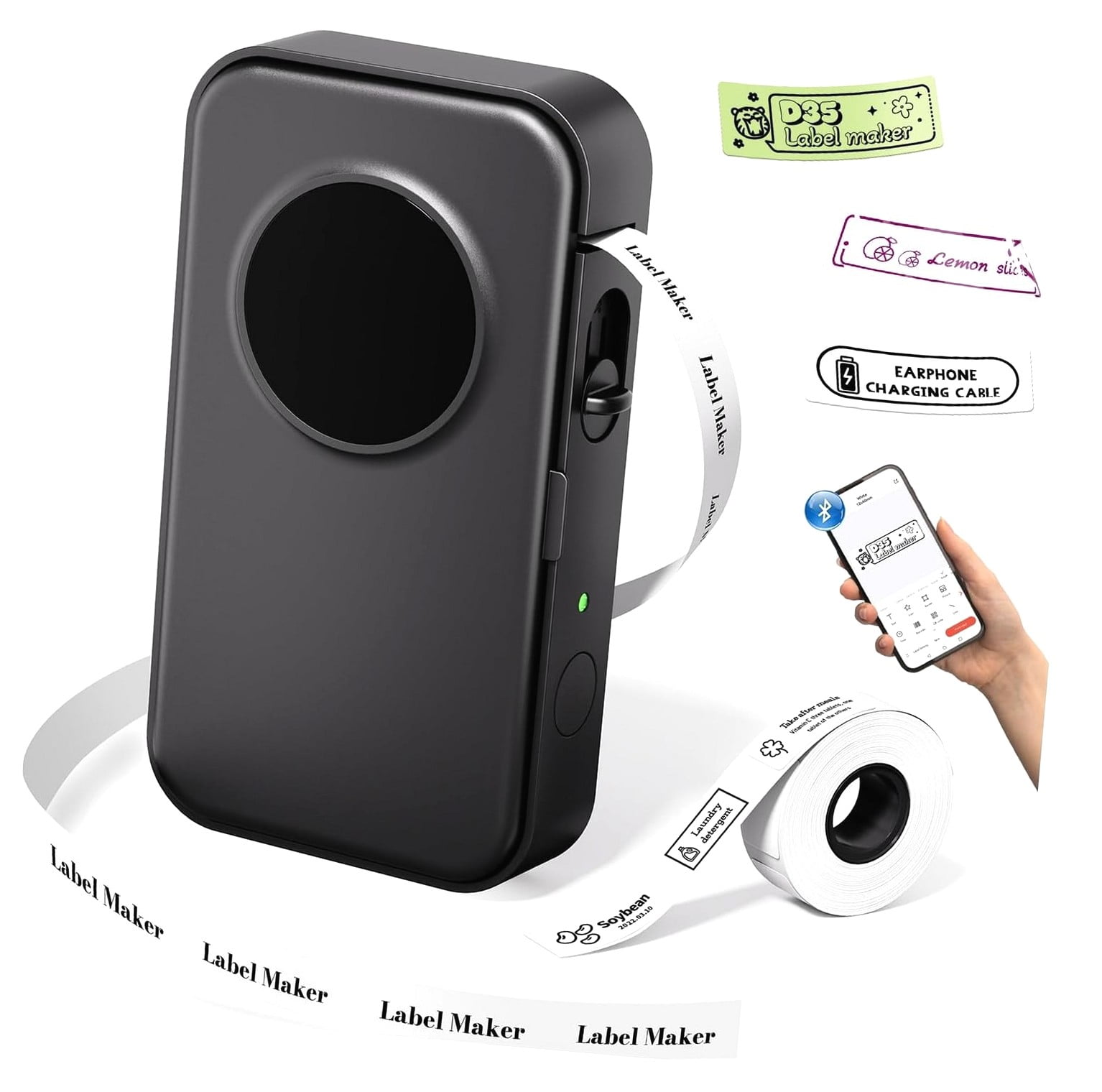 Bybiment Label Maker-D35 Labeler, 2025 Upgraded Version, Bluetooth ...