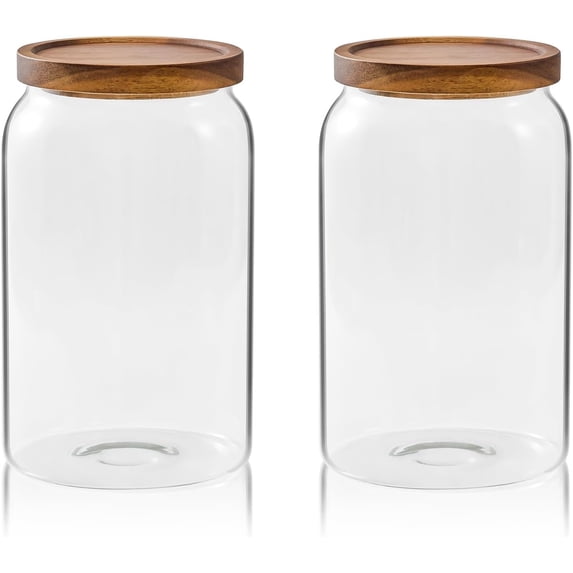 Bybiment Large Candy Jars with Wooden Lid, 1 Gallon Container for Sugar ...