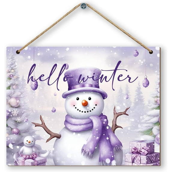 Bybiment Lavelabel Hello Winter Snowman Wood Sign, Hanging Plaque ...