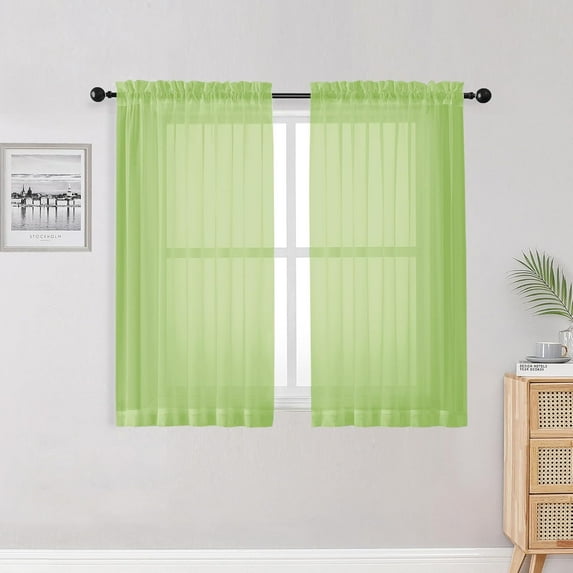 Bybiment Lime Kitchen Sheer Curtains for Bedroom Living Room 45 Inch ...