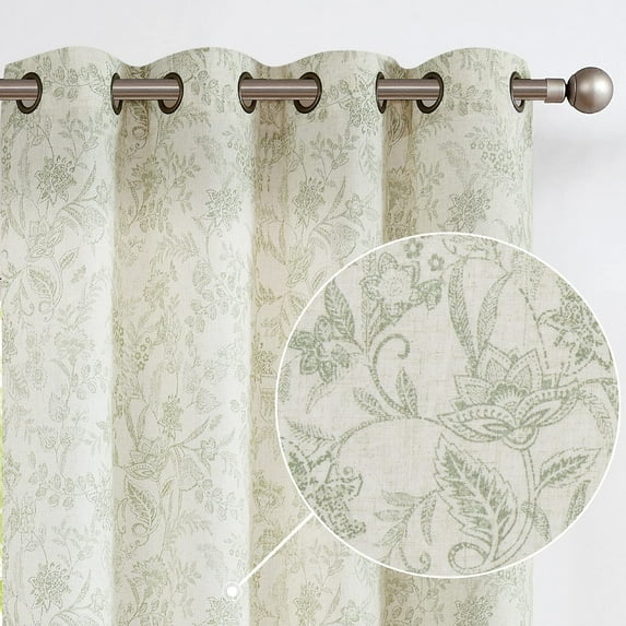 Bybiment Linen Farmhouse Curtains Room 96 Inch Length Floral Print ...