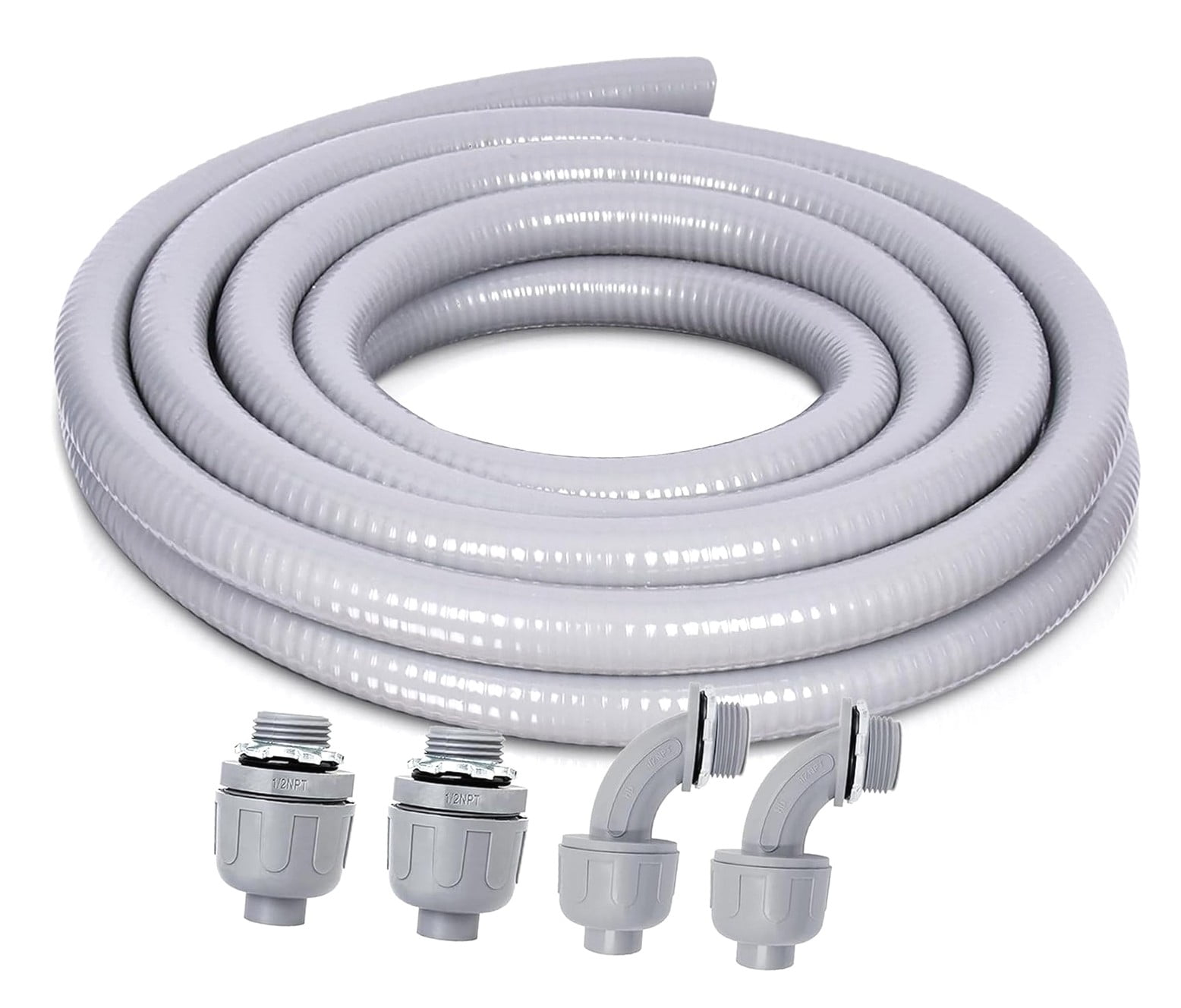 Bybiment Liquid-Tight Conduit and Connector Set - 1/2 Inch 15 Foot Non ...