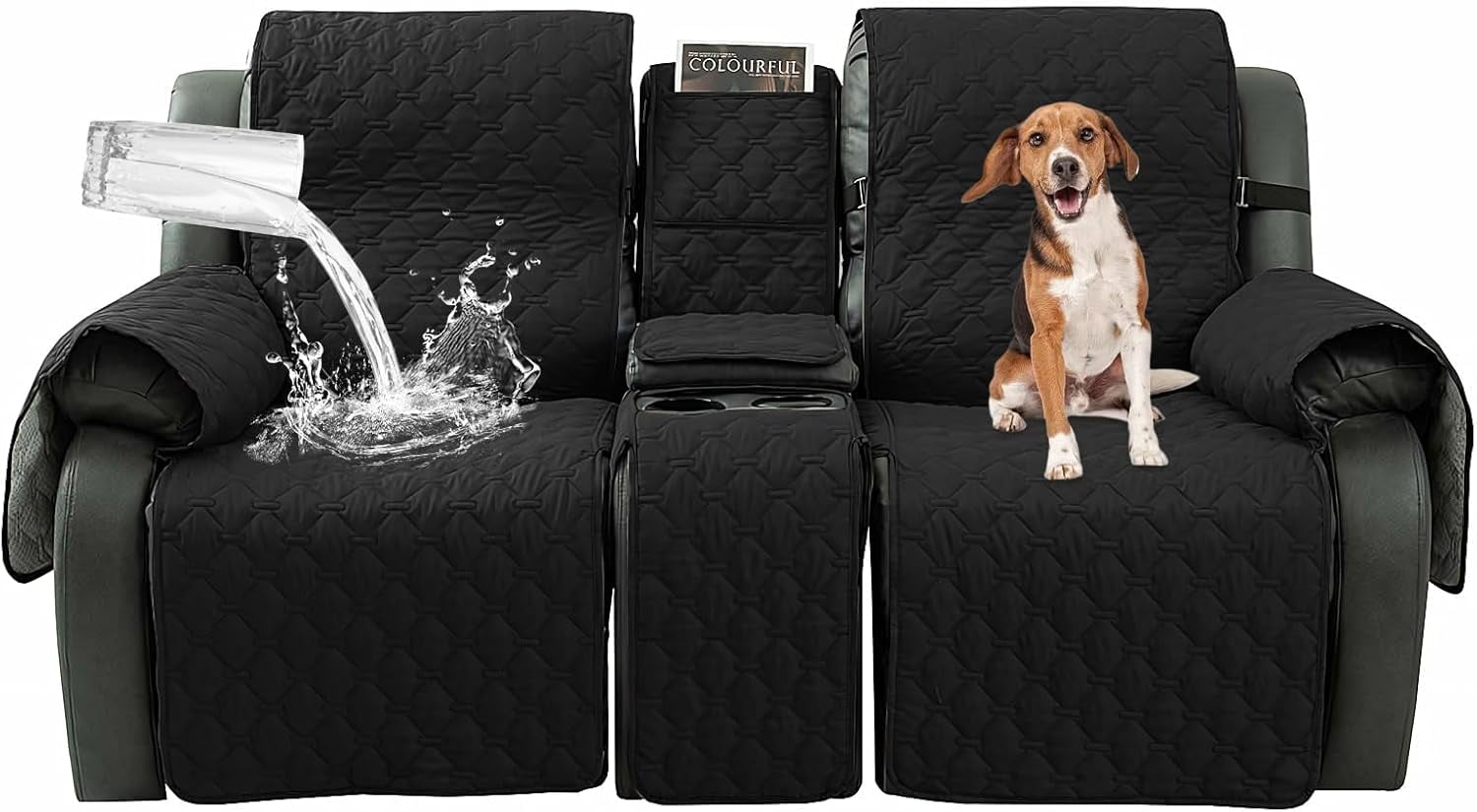 Bybiment Loveseat Recliner Cover with Center Console, 100% Protective ...