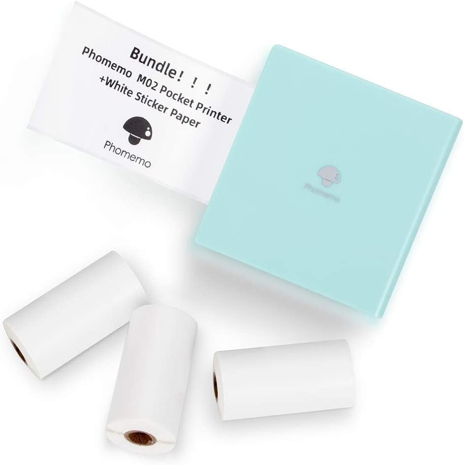 Bybiment M02 Sticker Printer Bluetooth Thermal Printer with 3 Rolls ...