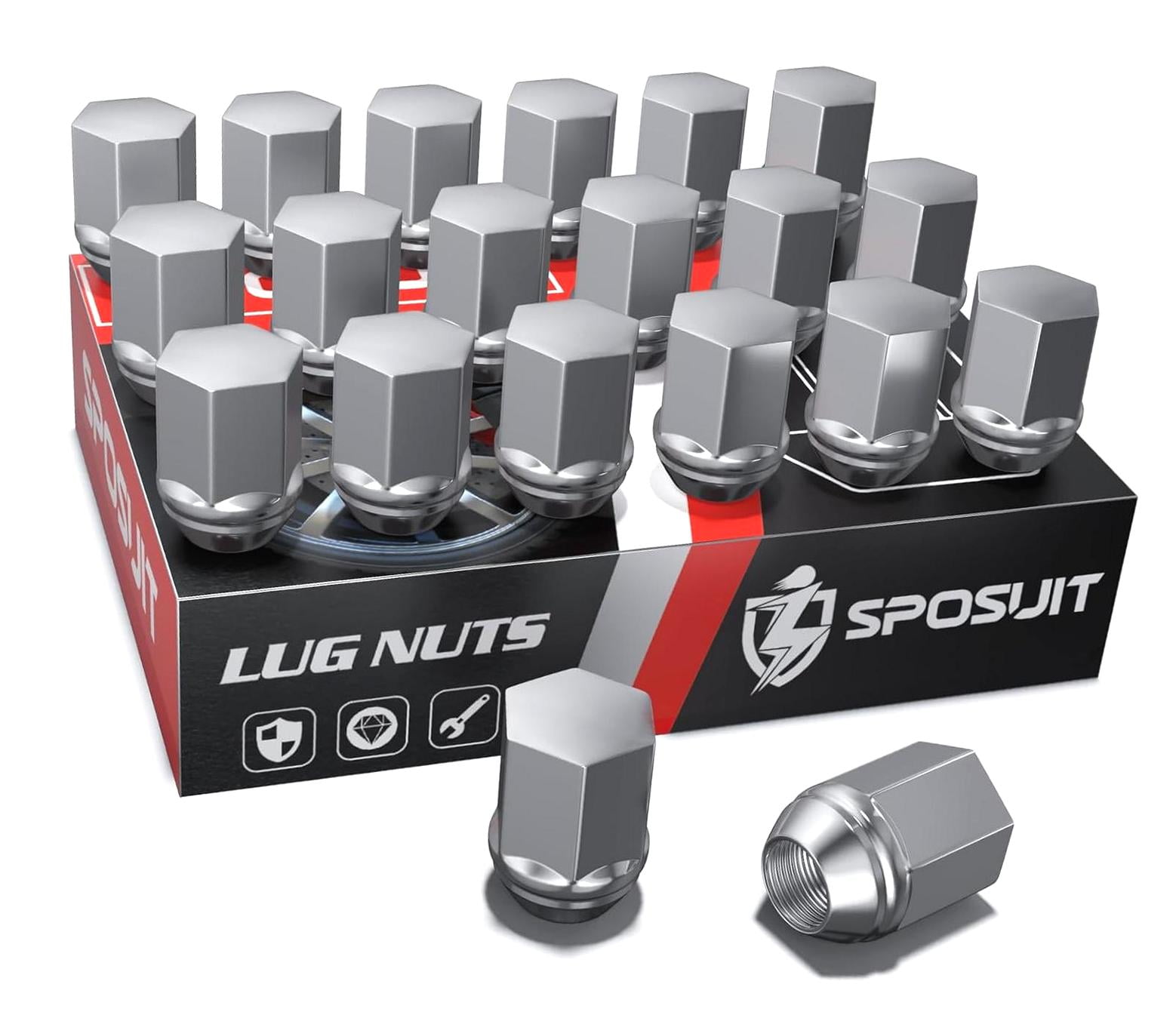 Bybiment M14x1.5 Lug Nuts - Replacement for 2010-2017 Chevy, 2013-2015 ...