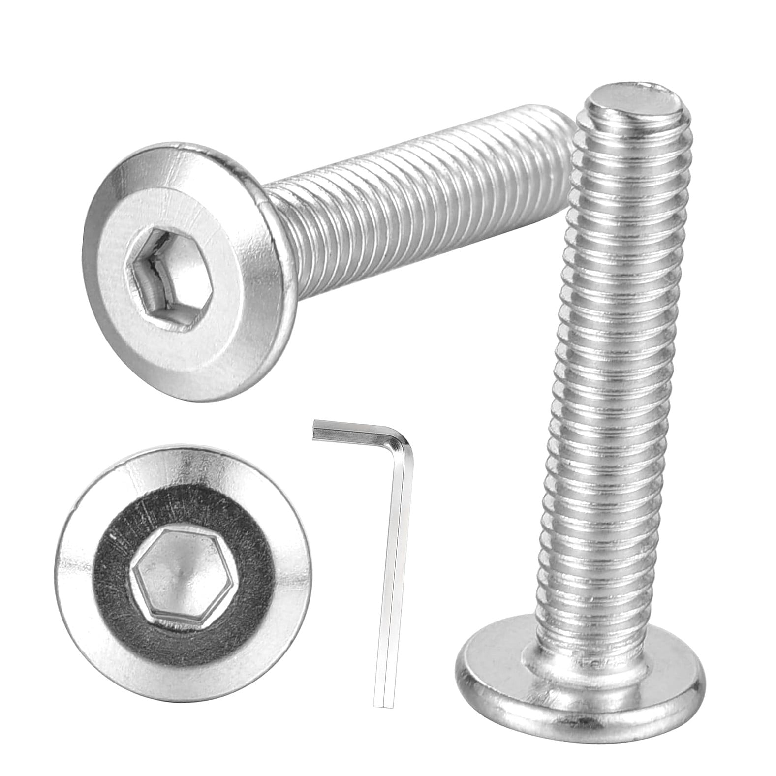Bybiment M6-1.0 50mm Countersunk Bolts Flat Hex Cap Screws with Drive ...