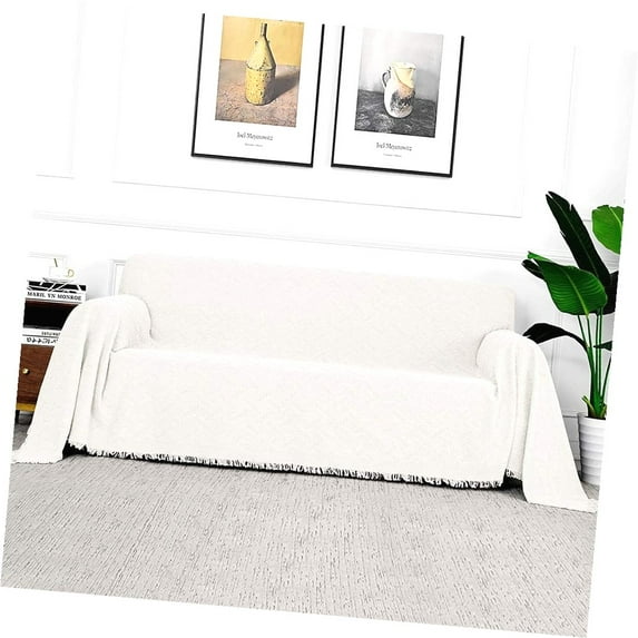 Bybiment MYSKY White Geometrical Sofa Covers, Sectional Couch Covers ...