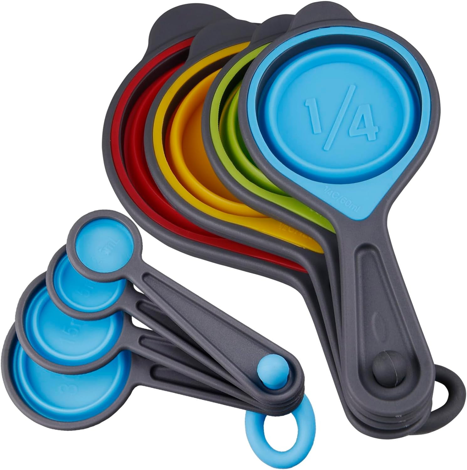 Bybiment Measuring Cups and Spoons set, Collapsible Measuring Cups, 8 ...
