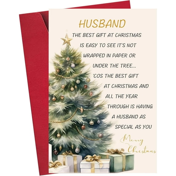 Bybiment Merry Christmas Card with Envelope, Romantic Christmas Greeting, Xmas Anniversary Card ...
