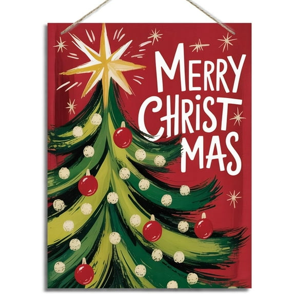 Bybiment Merry Christmas Wooden Wall Decor, Christmas Tree Wooden ...