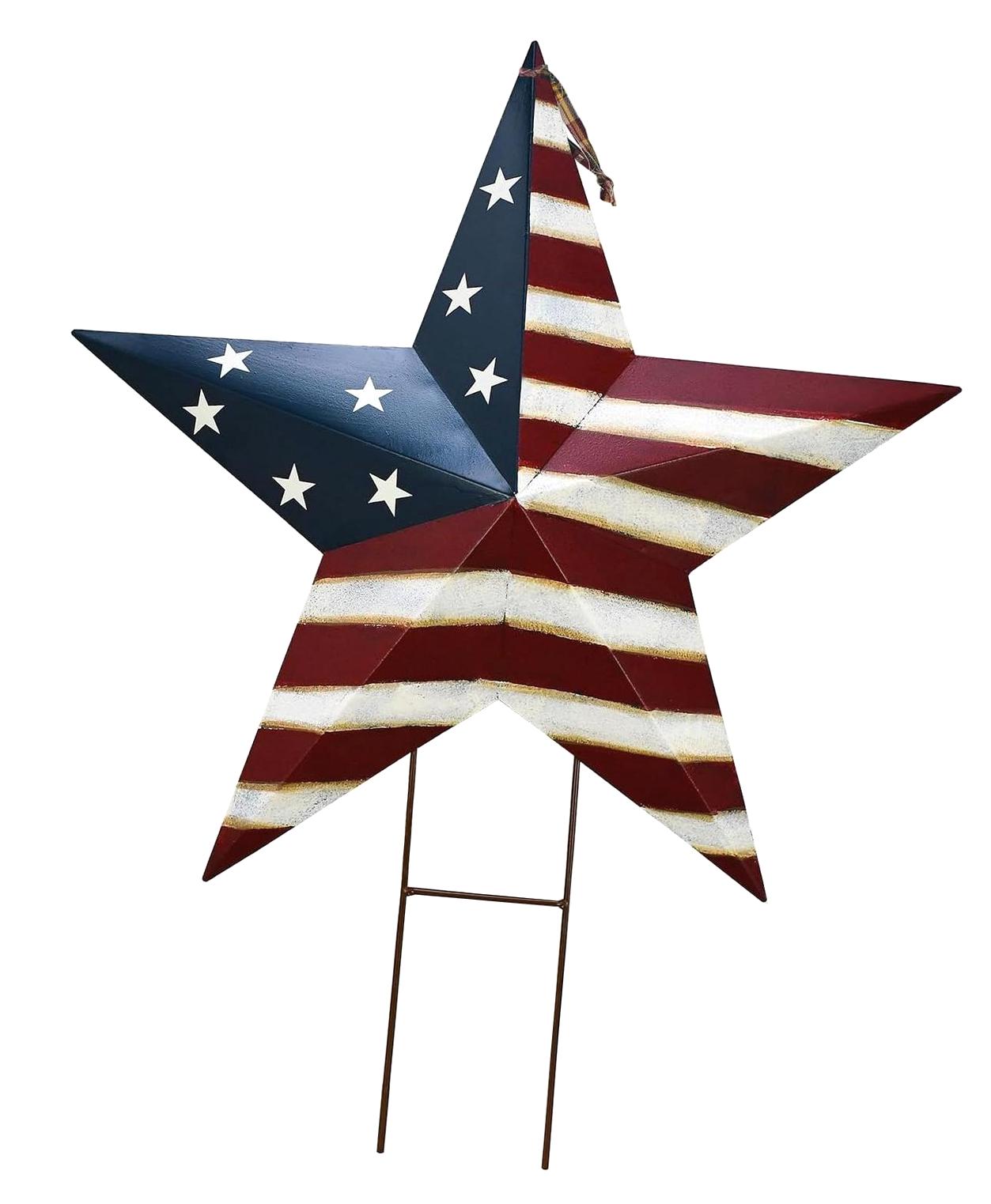 Bybiment Metal Star Barn Yard Sign Garden Stake Decor for 4th of July ...