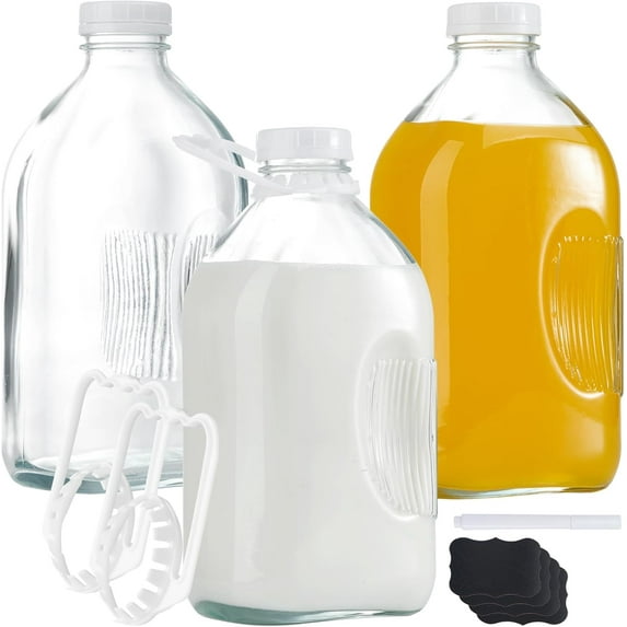 Bybiment Milk Jugs Containers Half Gallon Bottles with Airtight Screw ...