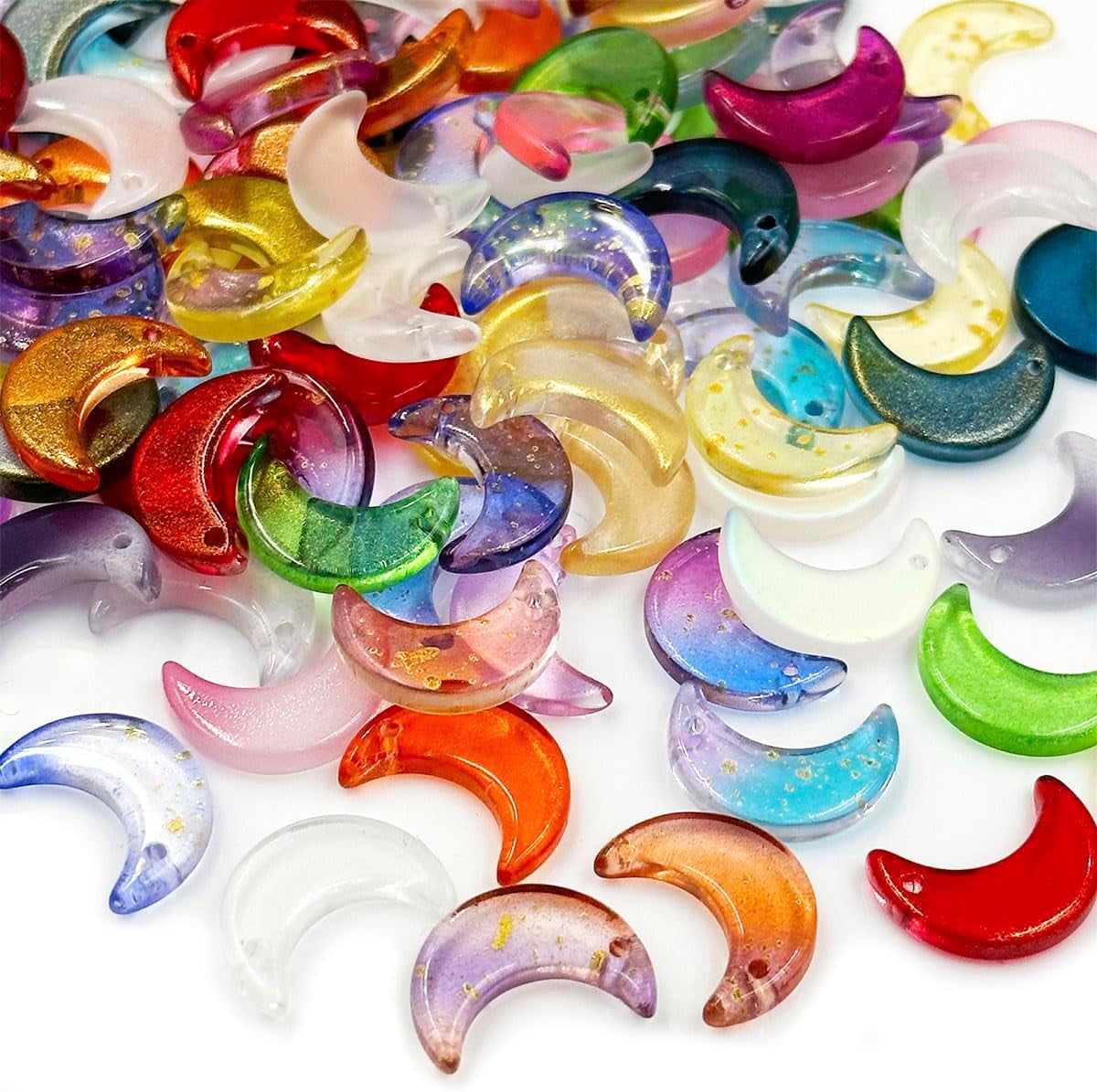 Bybiment Moon Beads, 120Pcs Moon Spacer Loose Beads Charms Tiny Hanging ...