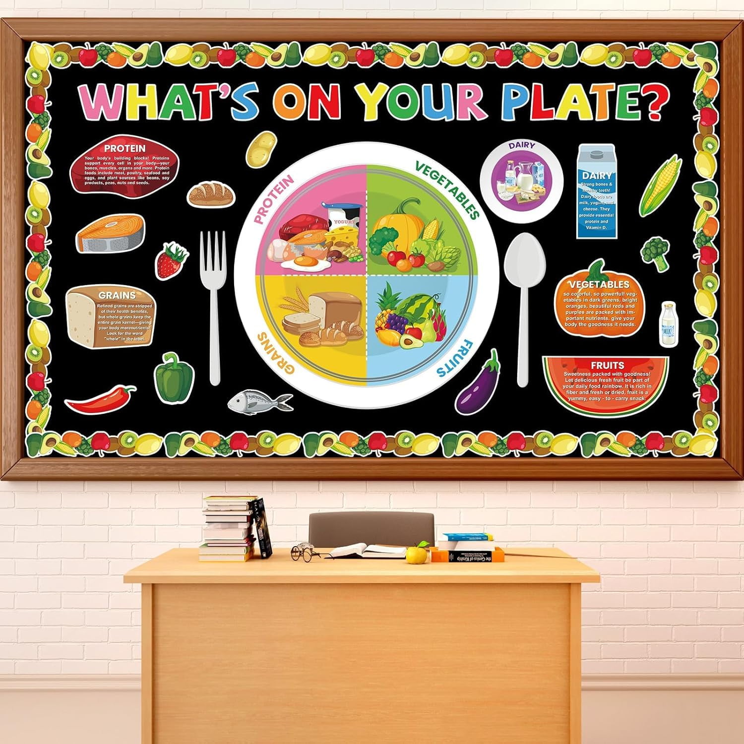 Bybiment My Plate Bulletin Decorations Fruit Vegetable Paper Cutouts ...