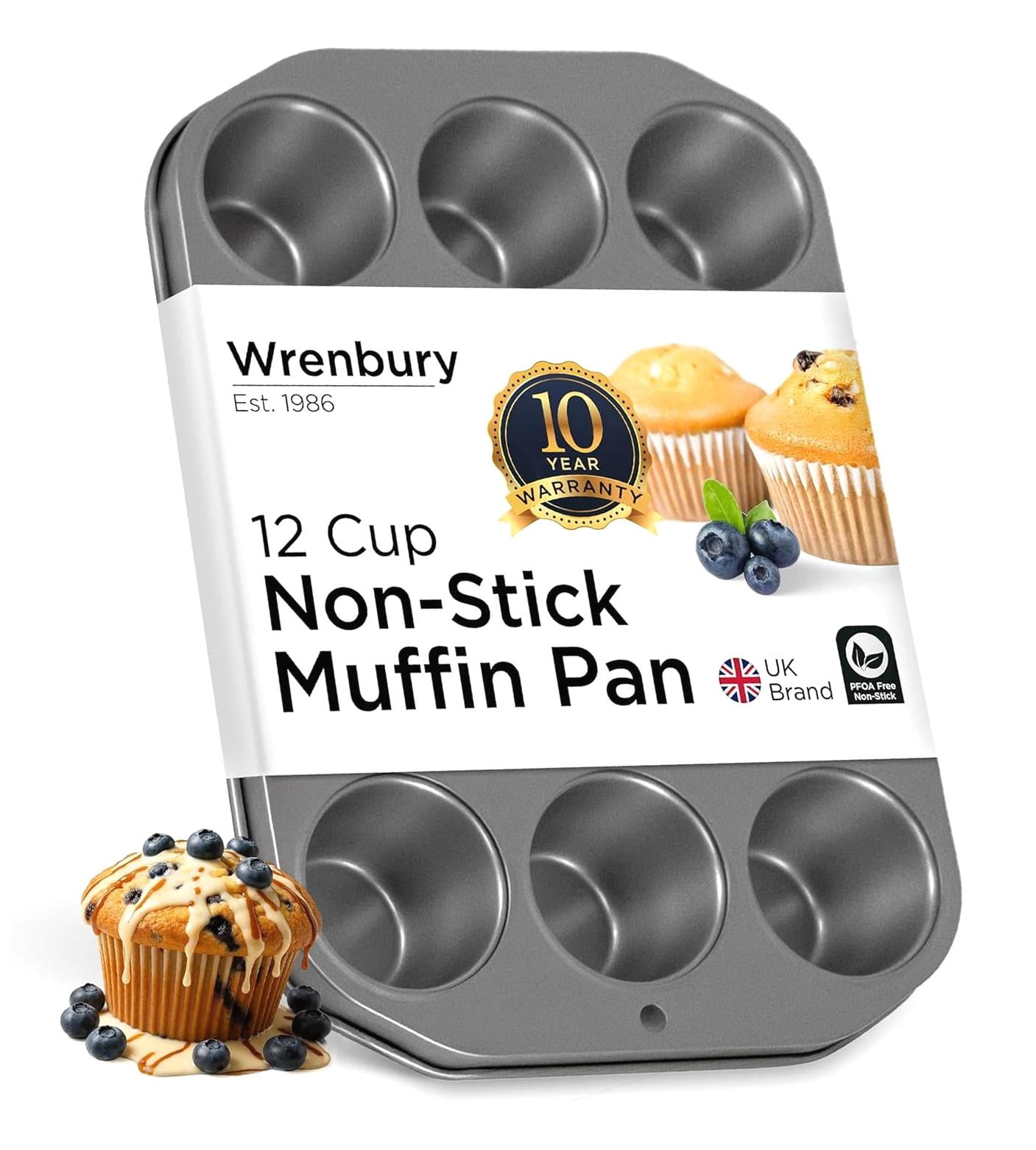 Bybiment Non Stick Muffin Pan for Baking 12 Cup - Non Toxic Deep ...