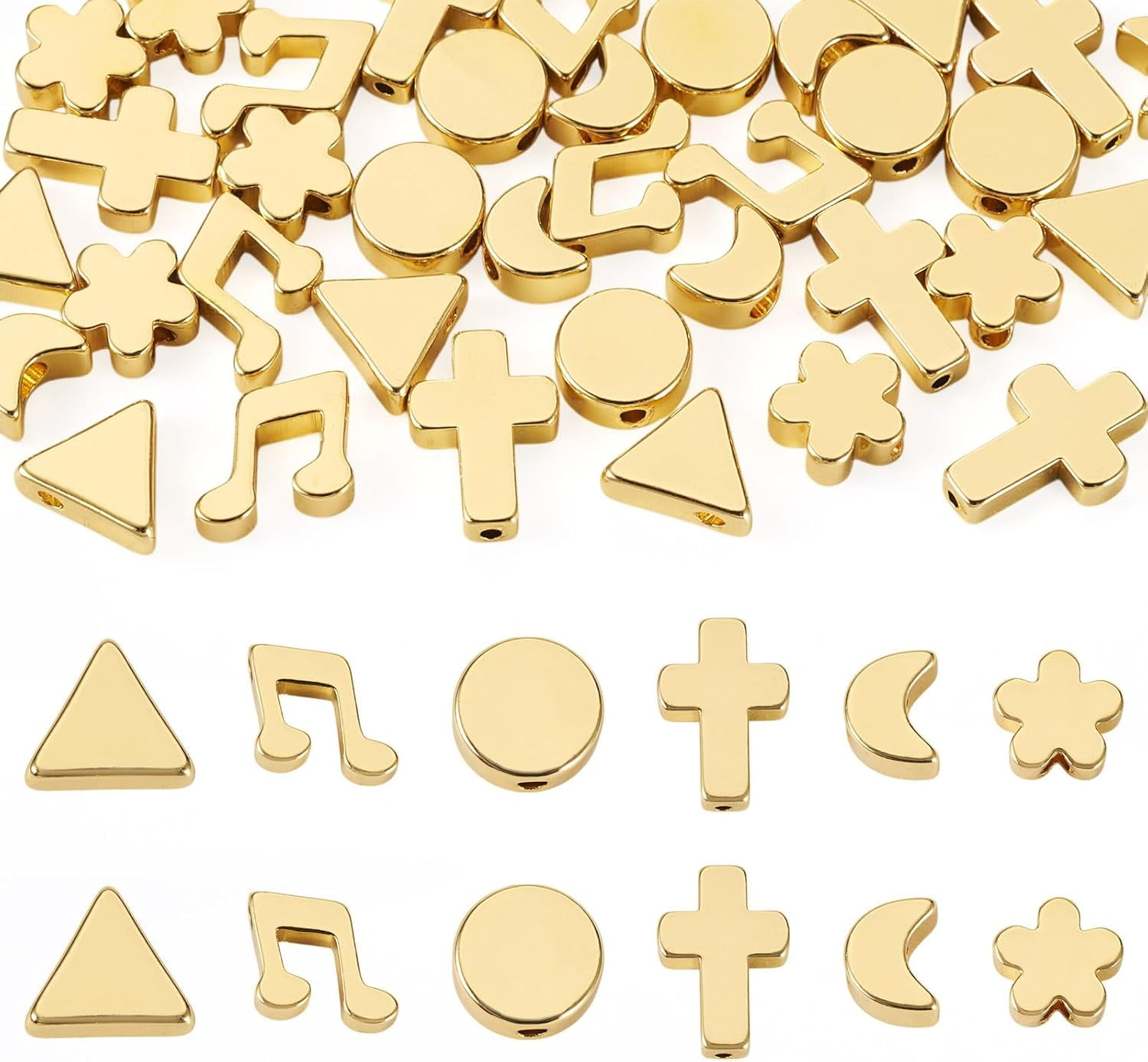 Bybiment Pandahall 36Pcs 18K Plated Bead Flat Crucifix Musical Note ...