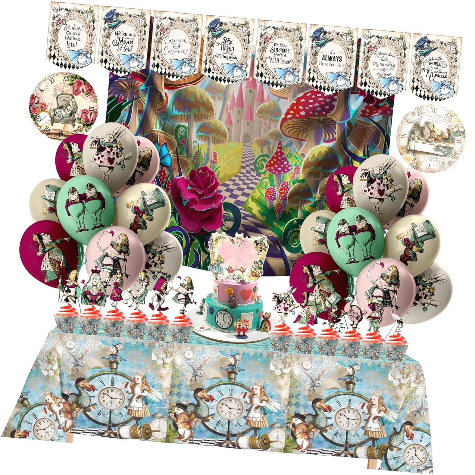 Bybiment Party Supplies For Vintage Alice Includes Cake Topper, 24 ...