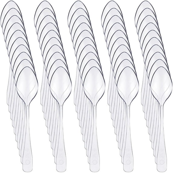 Bybiment Pcs Clear Spoons for Desserts Small Plastic Tasting Spoon Tiny ...