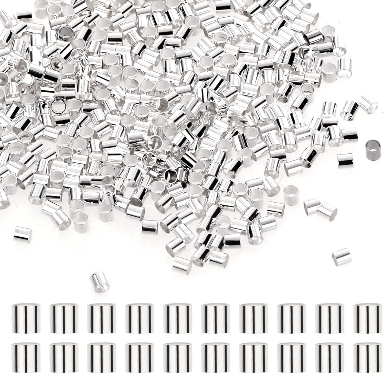 Bybiment Pcs Crimp Beads Crimp Crimping Beads Jewelry Loose Spacer Bead ...