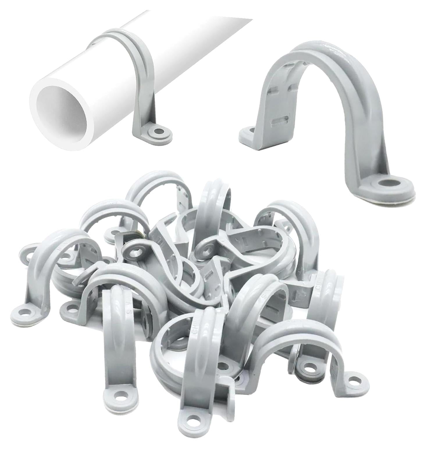 Bybiment Pipe Strap Clamp, 2-Holes Plastic Conduit Pipe Clamps Pipe ...