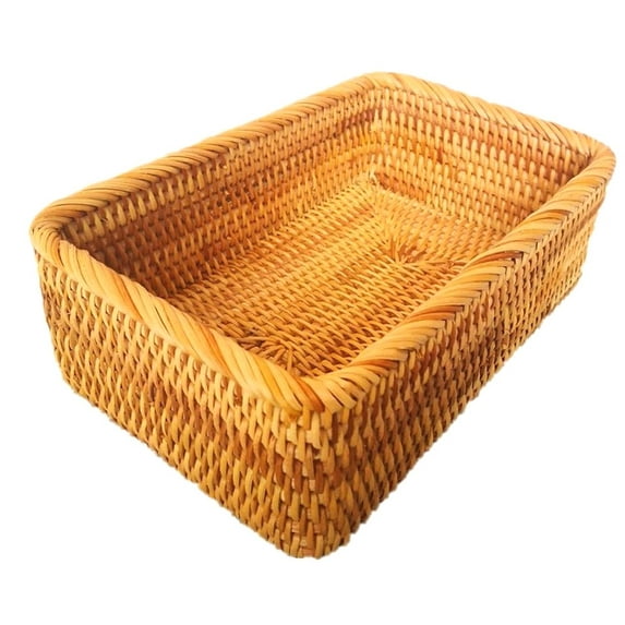 Bybiment Rectangle Wicker Fruit Box Rattan Tray Magazine Organizer and ...