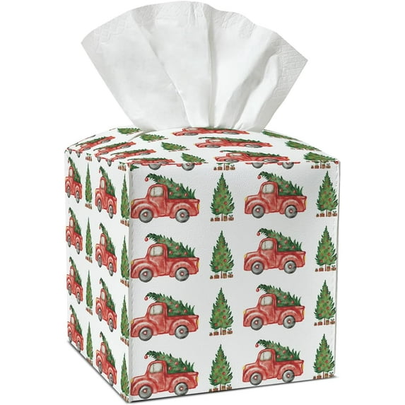 Bybiment Red Car and Trees Tissue Box Cover, Christmas Tissue Holders ...