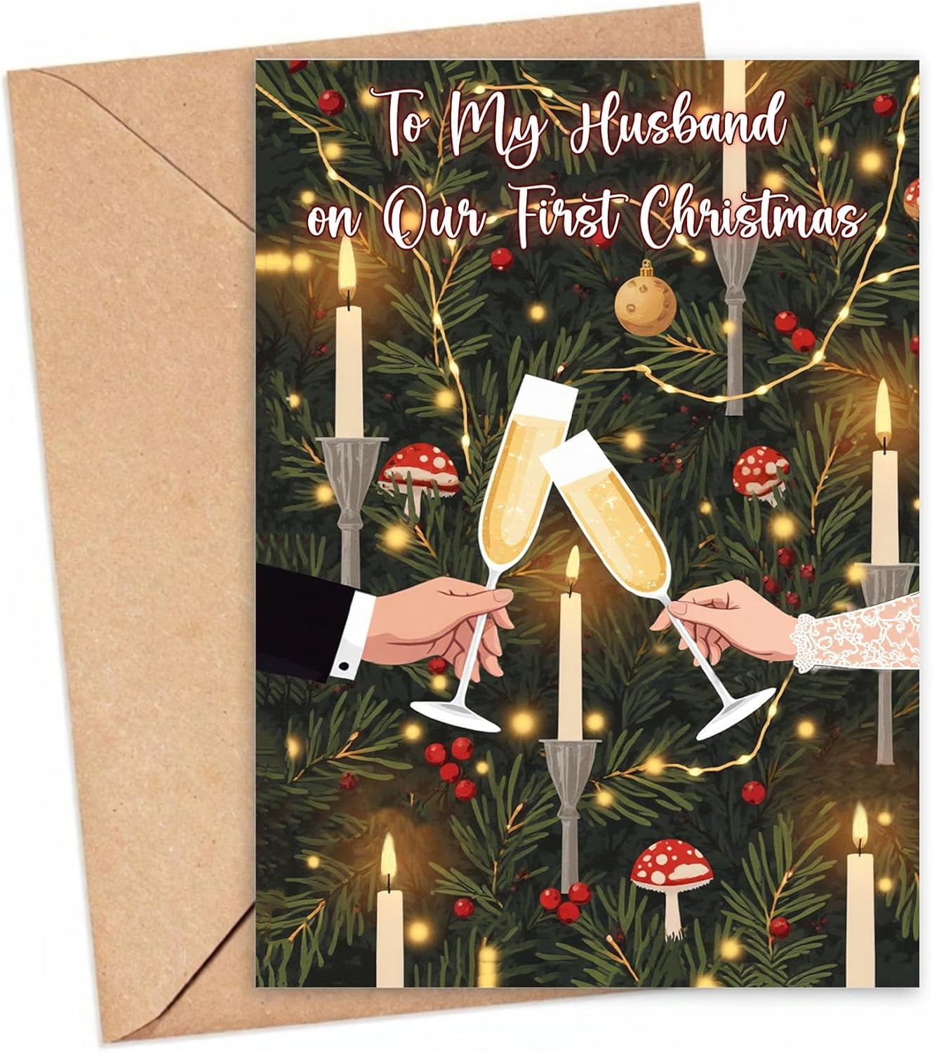Bybiment Romantic Christmas Card For Couple Xmas With Envelopes For Him ...