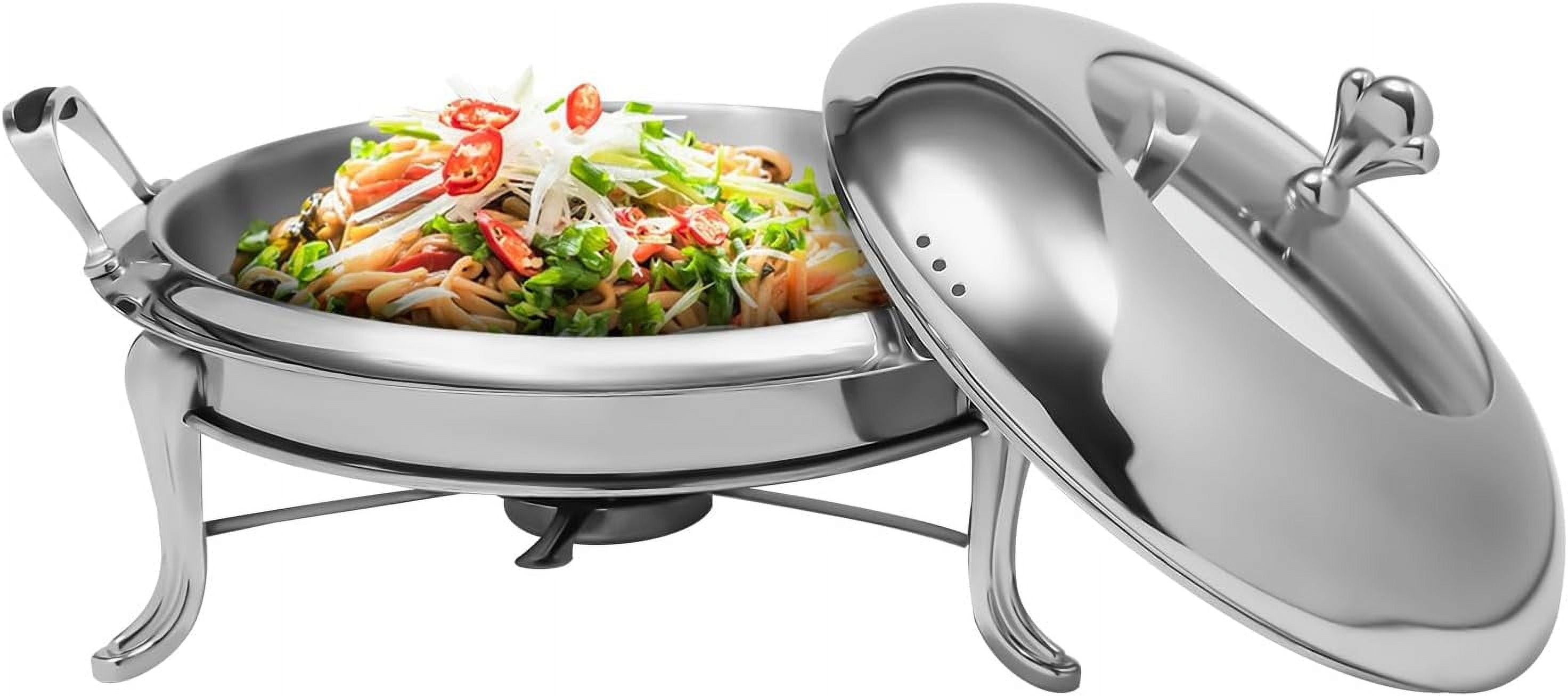 Bybiment Round Chafing Dish for Buffet, 2.64Qt 10.24inch Steel Chafing ...