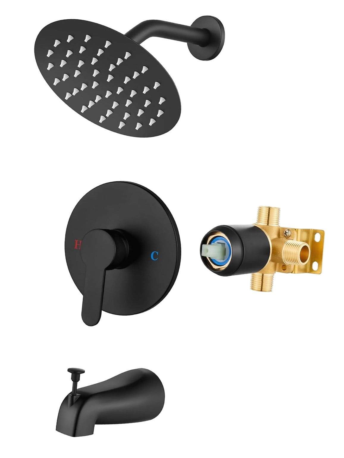 Bybiment Shower with Tub Spout Kit, Complete Tub Shower Kit with Rough ...