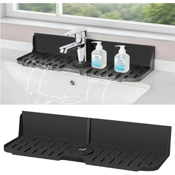 Bybiment Sink Behind Organizer, Sink Drying Mat Dish Soap Sponge Holder ...