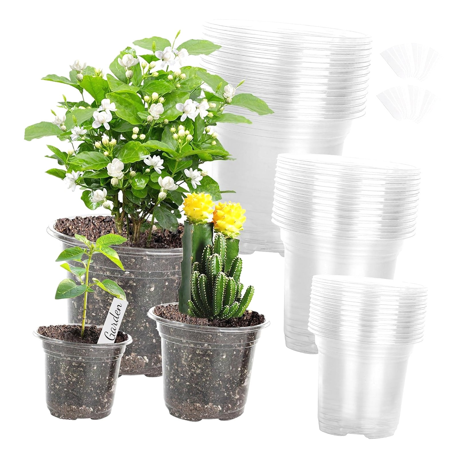 Bybiment Small Plastic Plant Nursery Pot/Pots (36 Packs 5/4/3.5 Inch Plant Container and 40 ...