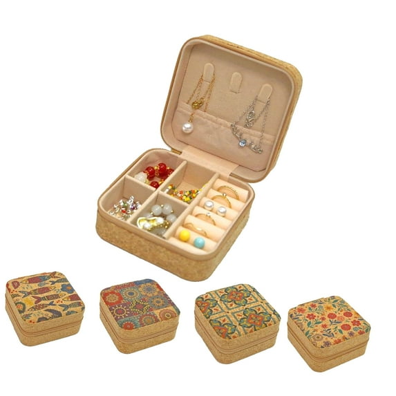 Bybiment Small Style Jewelry Organizer Travel Storage Case Cork Jewelry ...