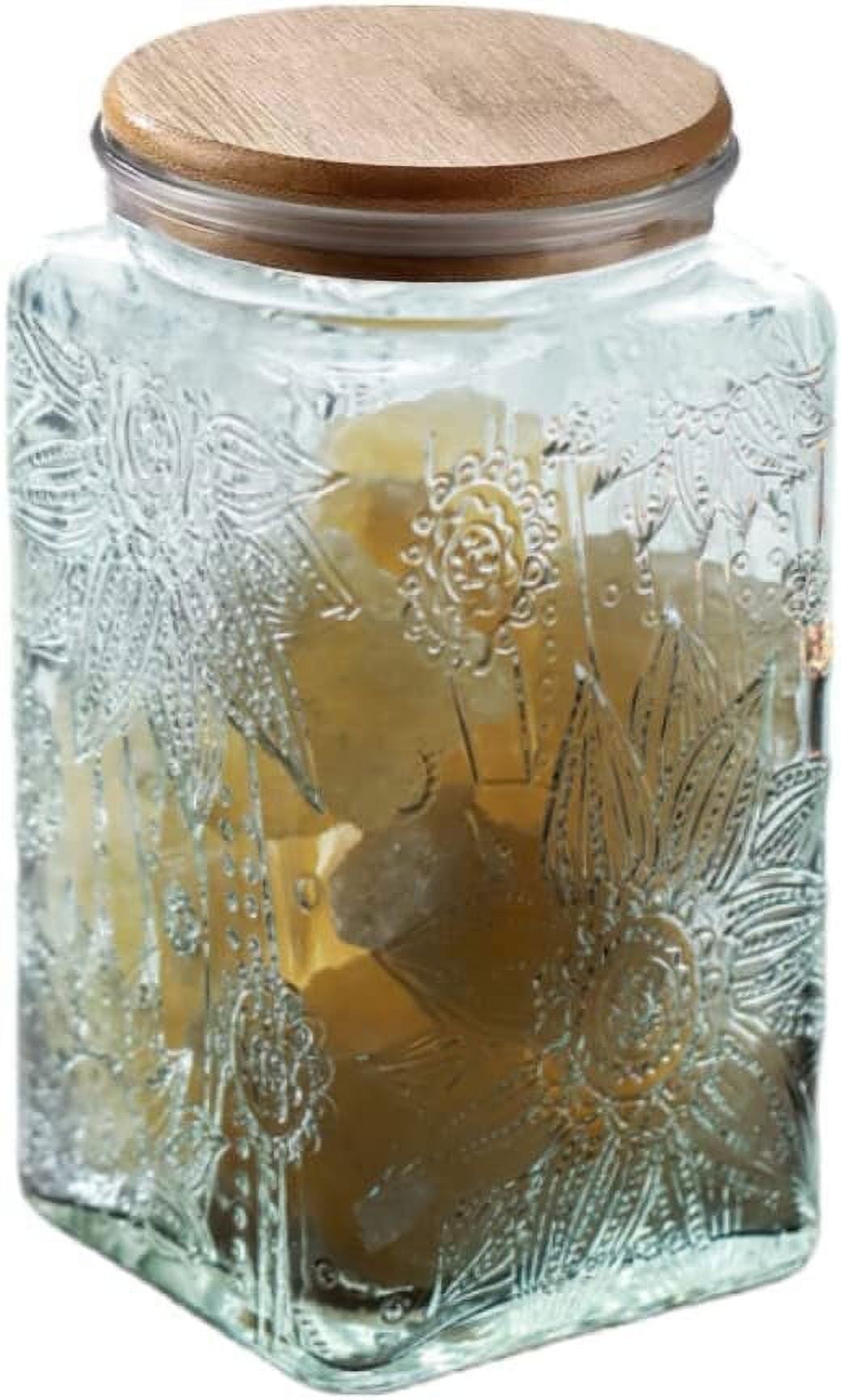 Bybiment Square Sunflower Jar with Lid 34 FL OZ, for Kitchen Coffee Tea ...