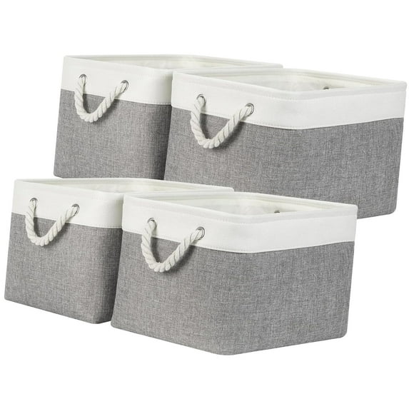 Bybiment Storage Baskets 4Pack Storage Bins Clothes Baskets with Rope ...