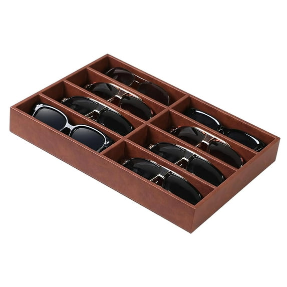 Bybiment Sunglass Organizer Tray, PU Sunglasses Organizer with 8 ...