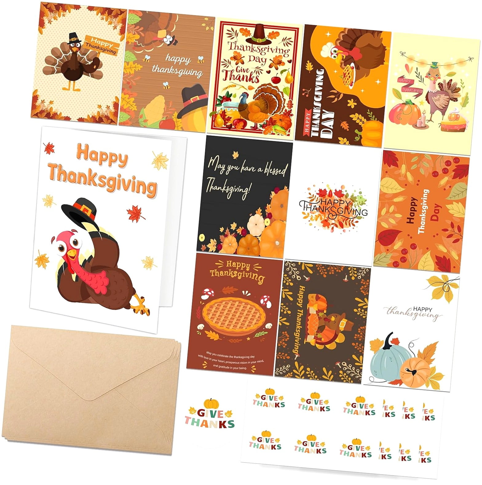 Bybiment Thanksgiving with Envelopes- 24PCS Thanksgiving Crafts ...