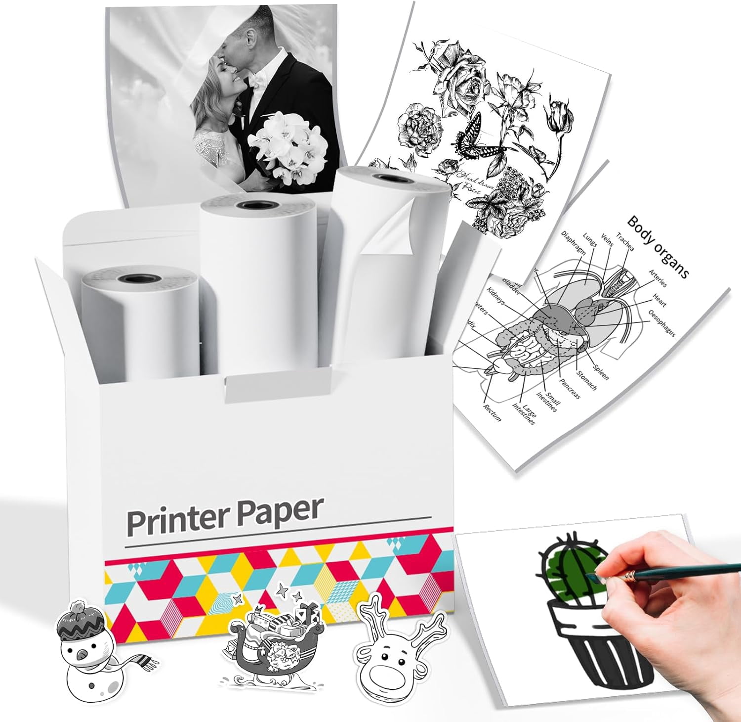 Bybiment Thermal Sticker Paper with Phomemo Printer Paper M02/M02 /M02S ...