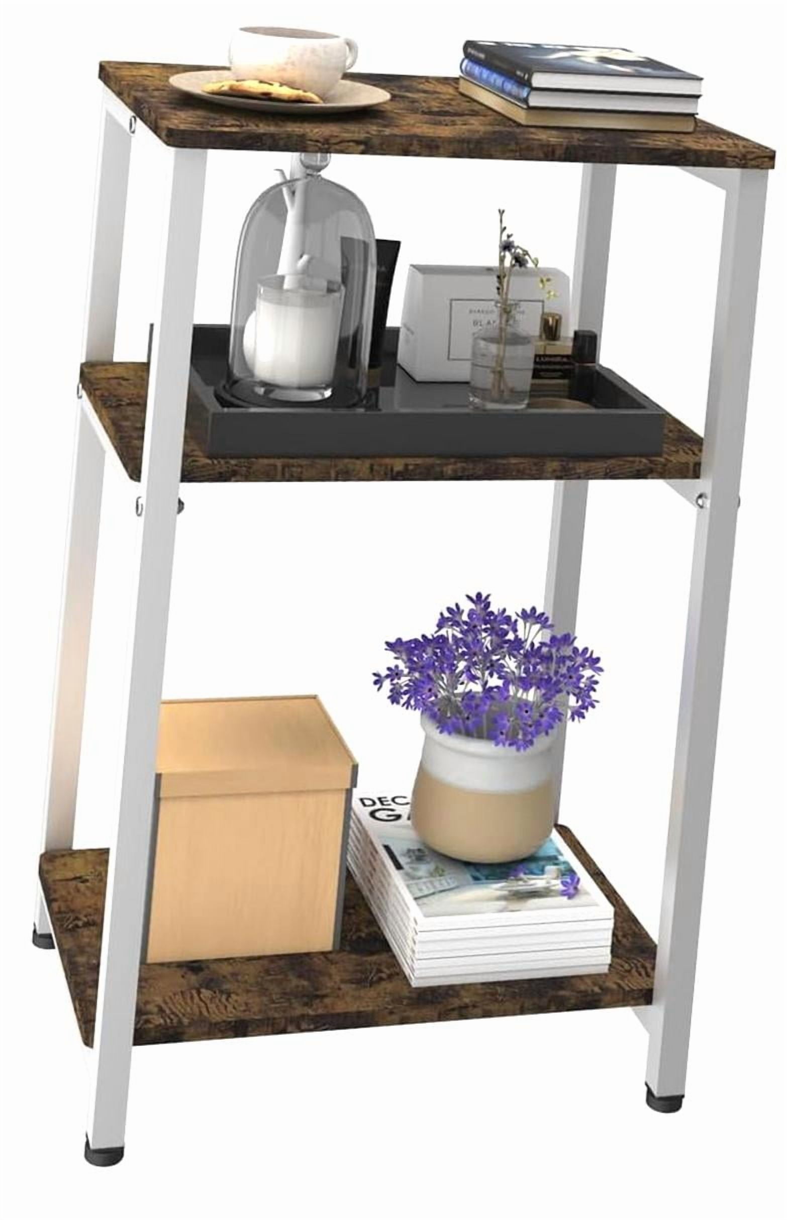 Bybiment Three-Tier Side Table, Space-Saving End Table with Shelves ...