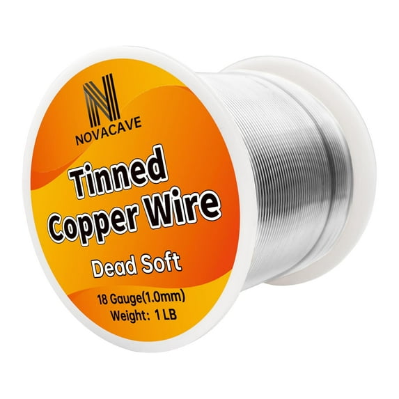 Bybiment Tinned Copper Wire, 18 Gauge, 213 Feet, 1 Pound, for wiring ...