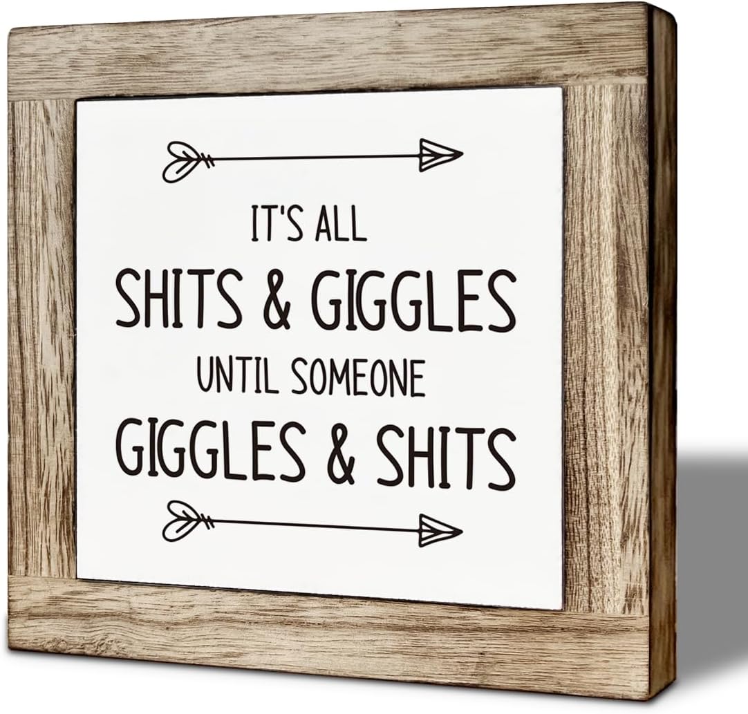 Bybiment Toilet Wood Signs, Bathroom Signs Decor, Farmhouse Decoration ...