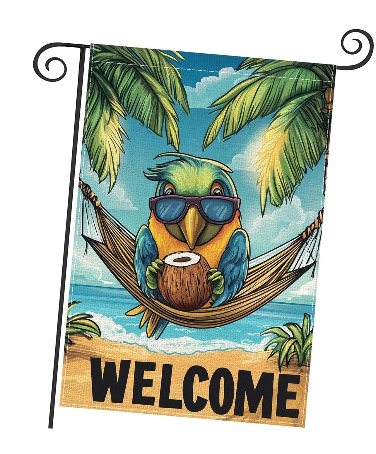 Bybiment Tropical Parrot Flag 12.5x18 Inch Dual-Sided Summer Seaside ...