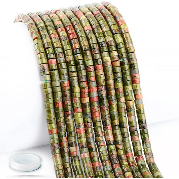 Bybiment Unakite Heishi Spacer Beads Loose Semi Flat Round Gemstone ...