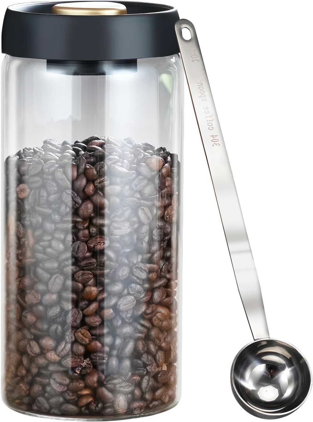 Bybiment Vacuum Coffee Canister with Airtight Seal and Spoon, 1800 / 60 ...
