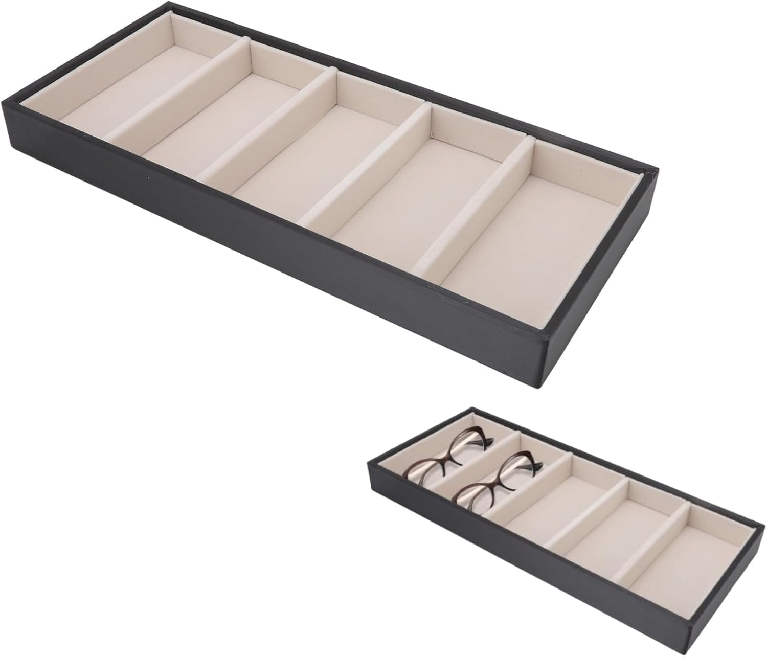 Bybiment Velvet Glasses Box Tray, 5 Slot Stackable Glasses Display Tray ...