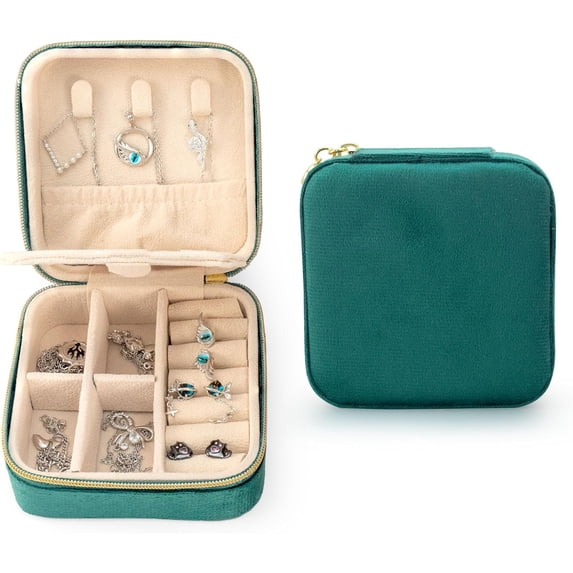 Bybiment Velvet Jewelry Box Travel Jewelry Organizer with Mirror Soft ...